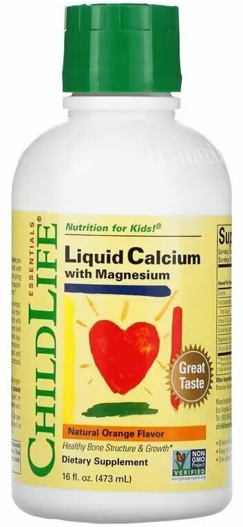 Жидкий кальций с магнием l ChildLife Liquid Calcium with Magnesium, со вкусом апельсина, 473 мл.