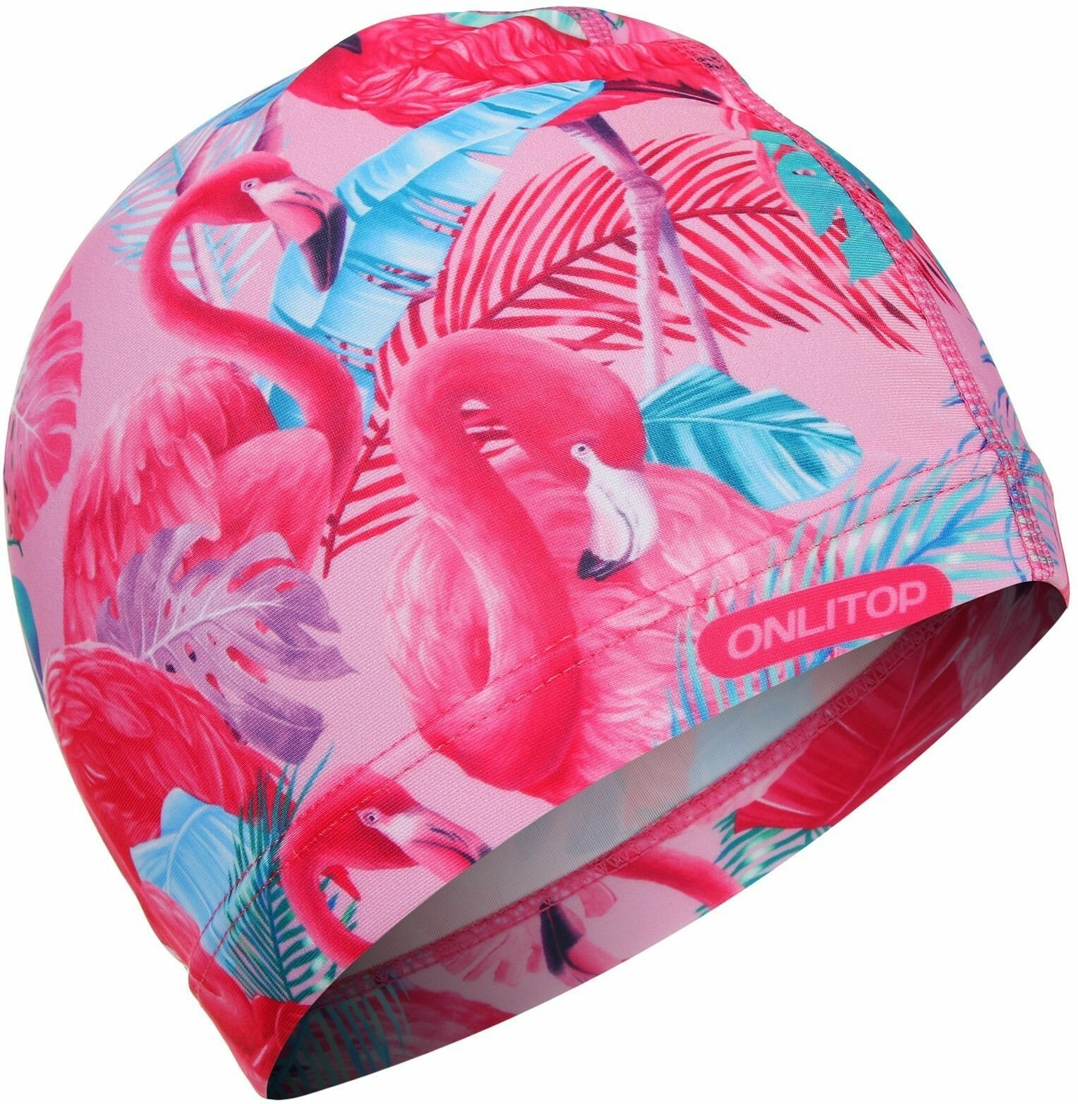 Тканевая шапочка для плавания Swim "Фламинго", взрослая женская плавательная шапка для купания в бассейне, обхват 54-60 см