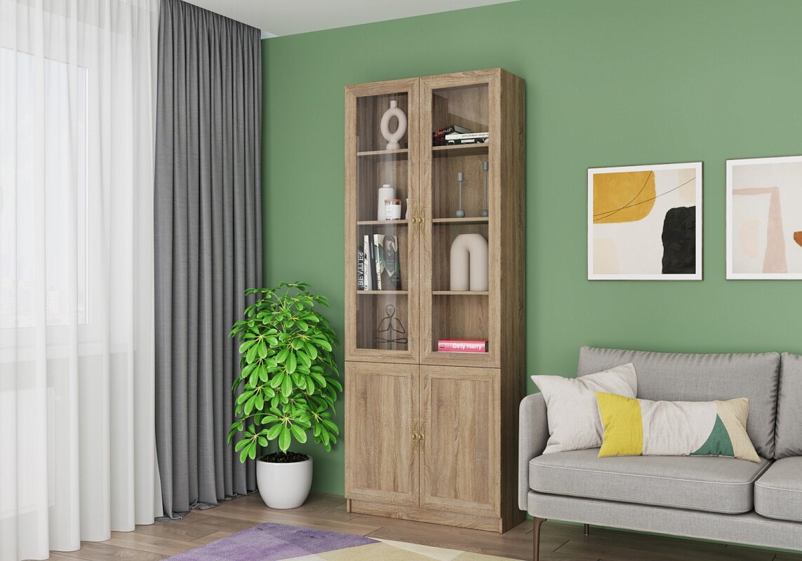 Книжный шкаф МебельЛэнд24 Карлос - 10 Дуб Сонома 80x29x203 дуб светлый