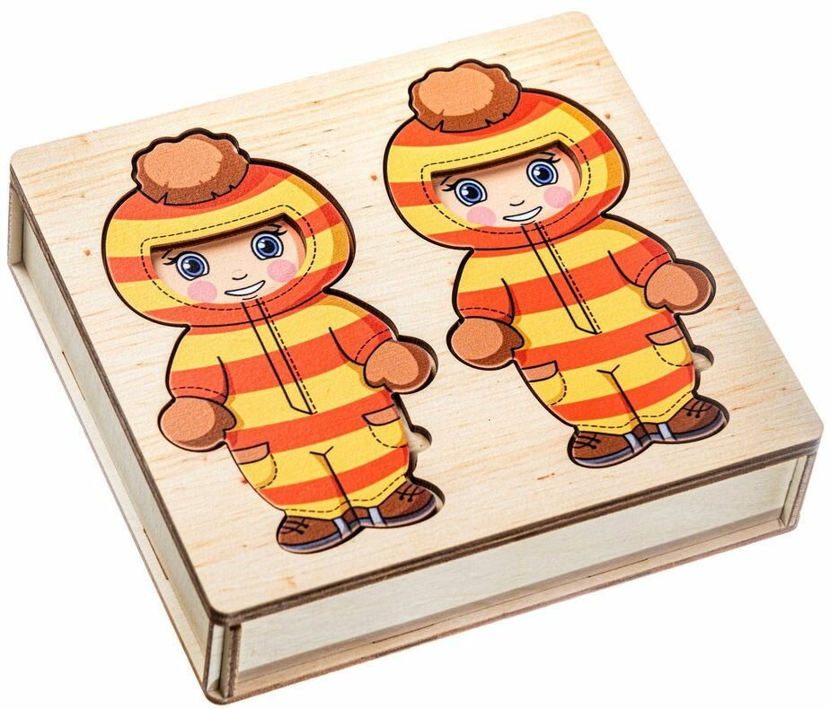 Дидактическая игра Smile Decor "Близняшки", сортер-одевалка, рамка-вкладыш, одевашка для изучения цветов