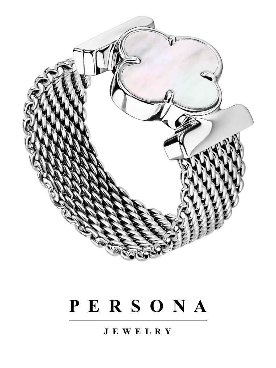 Кольцо, серебро, 925 проба, родирование, перламутр