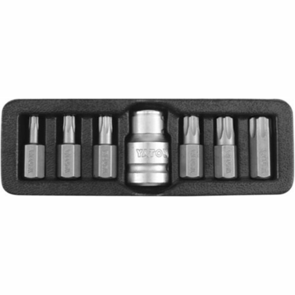 YATO YT0416 Набор бит TORX TAMPERPROOF 7 пр: T25, T30, T40, T45, T50, T55, 30 мм, переходник 1/2 - 10 мм