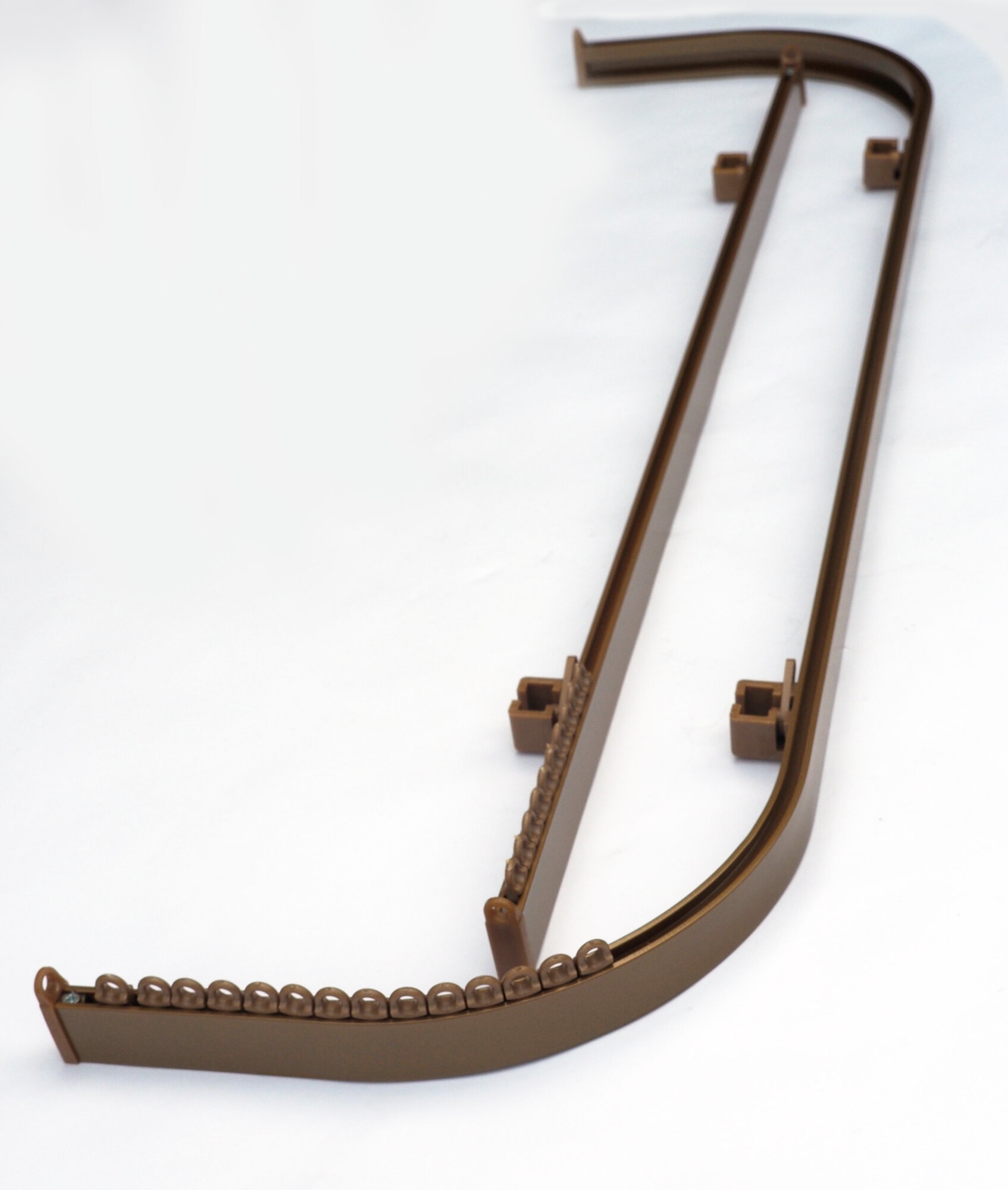 Профильный карниз с загибом Симпл двухрядный бронза. Крепление к потолку.