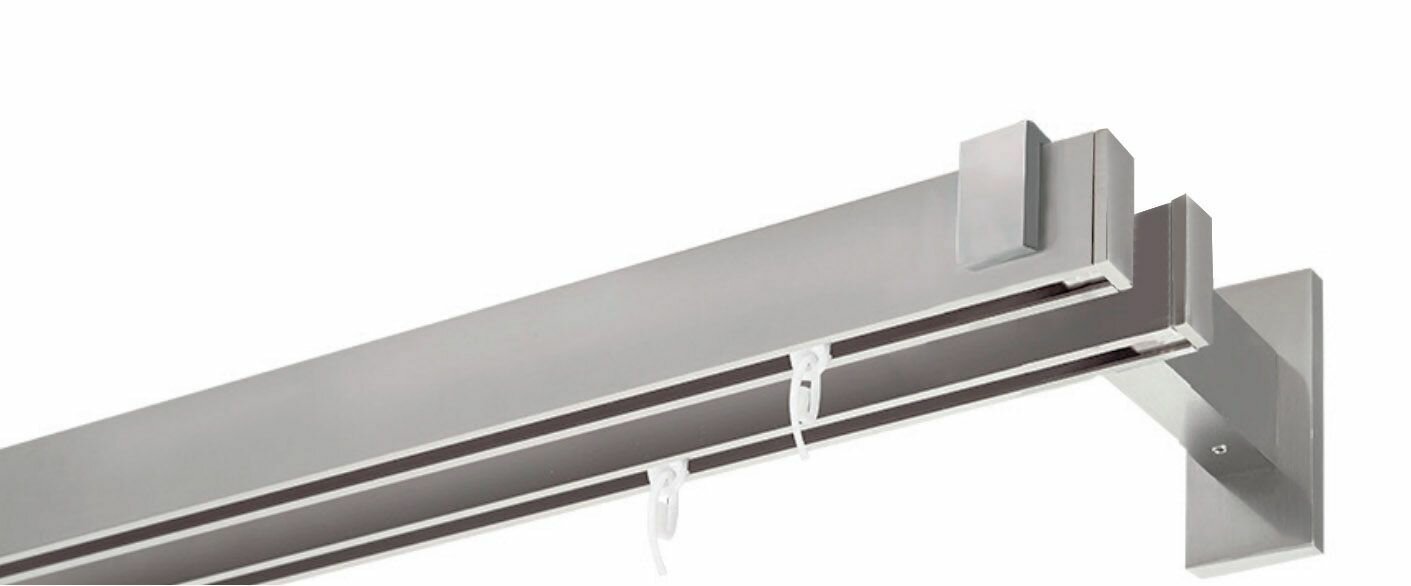 Техно карниз профильный двухрядный сталь сатин наконечник заглушка