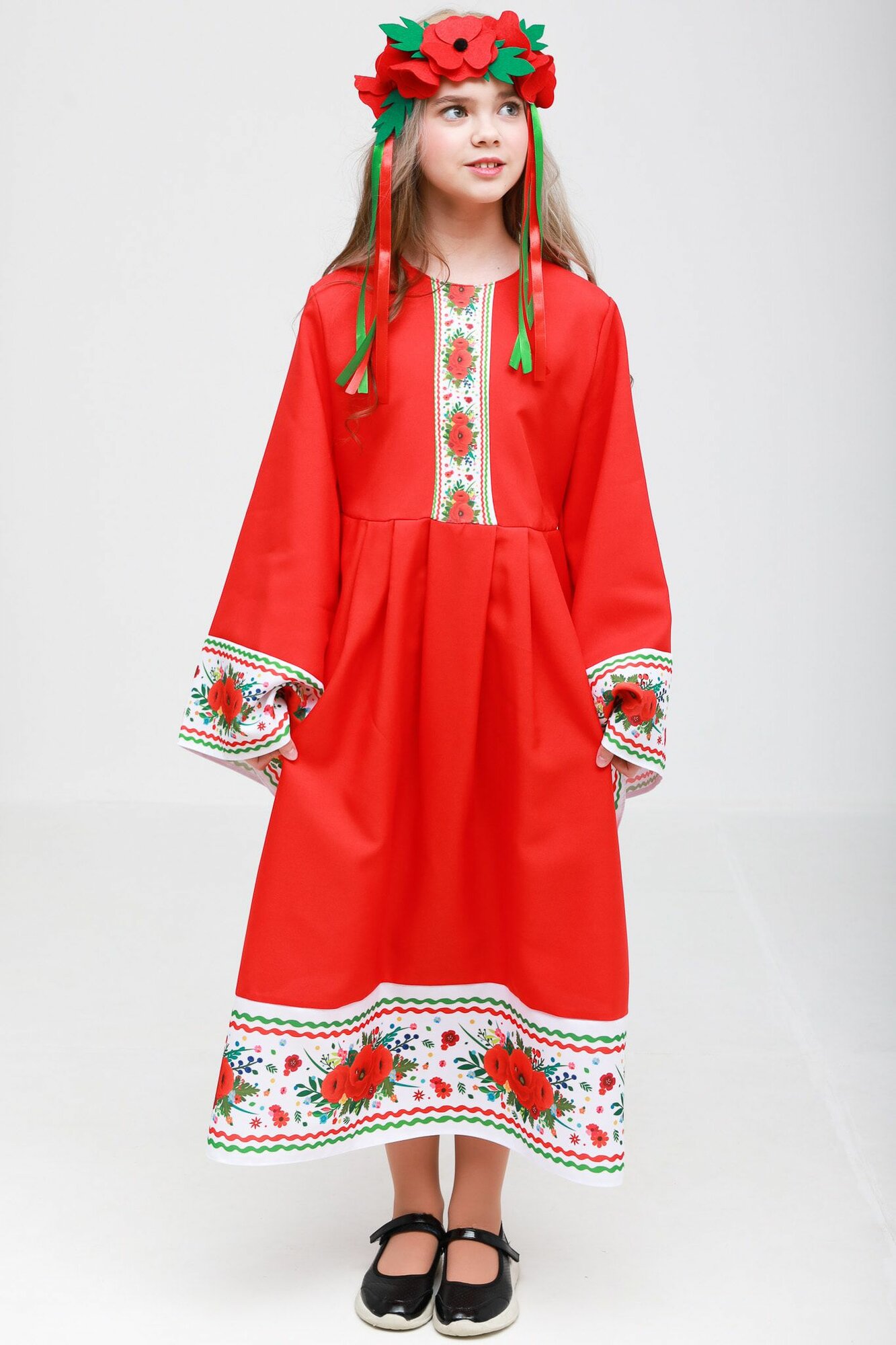 Платье для девочки с цветами красное, красный, XXL, m1127