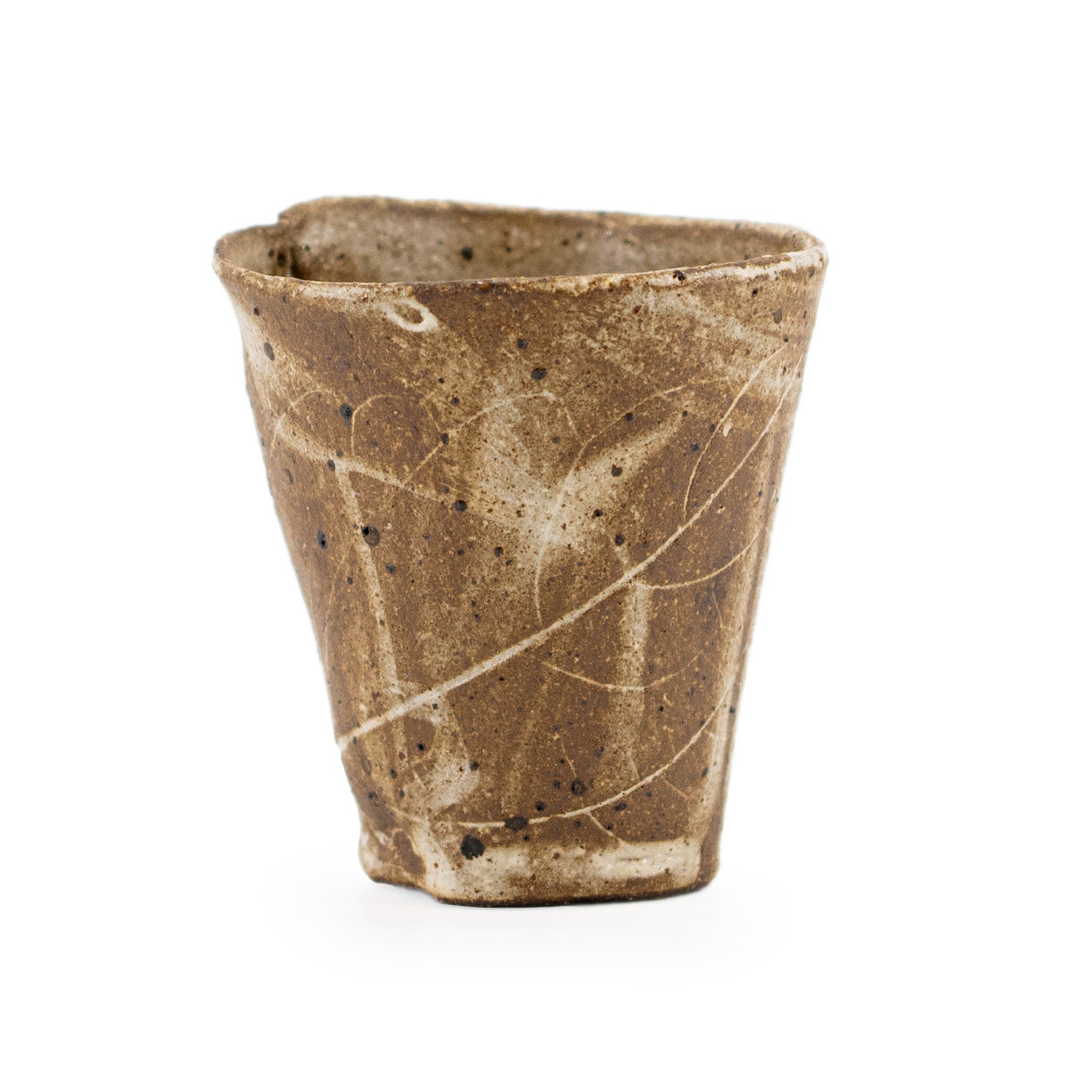 Пиала глиняная ручной работы "Ископаемый лист" 50мл