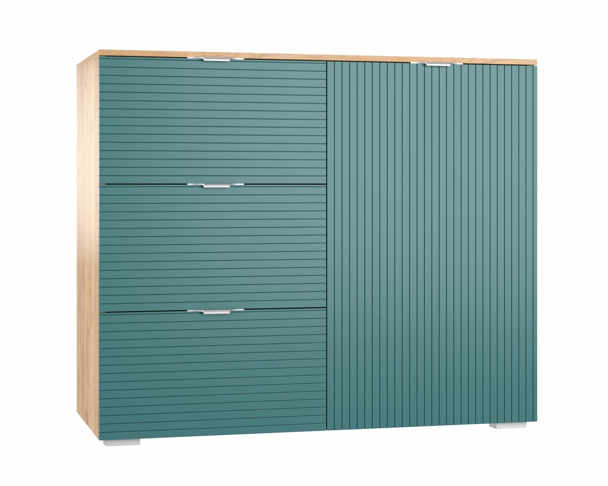 Комод для вещей "Аметист 3" 120х100х50, дуб крафт золотой / аквамарин