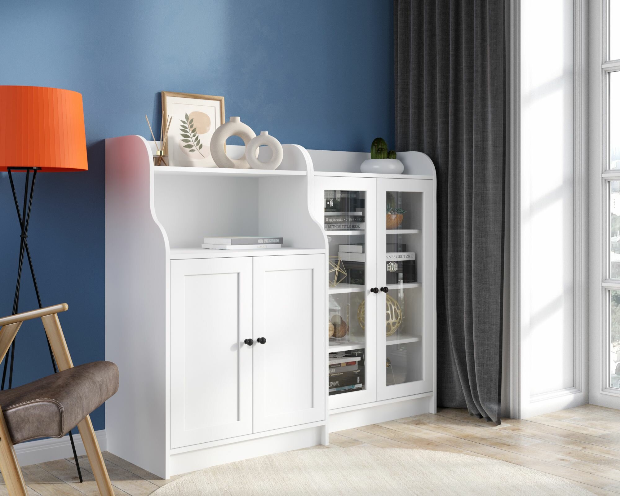 Комод с полками "Хауга Белый 10" 140х116х46