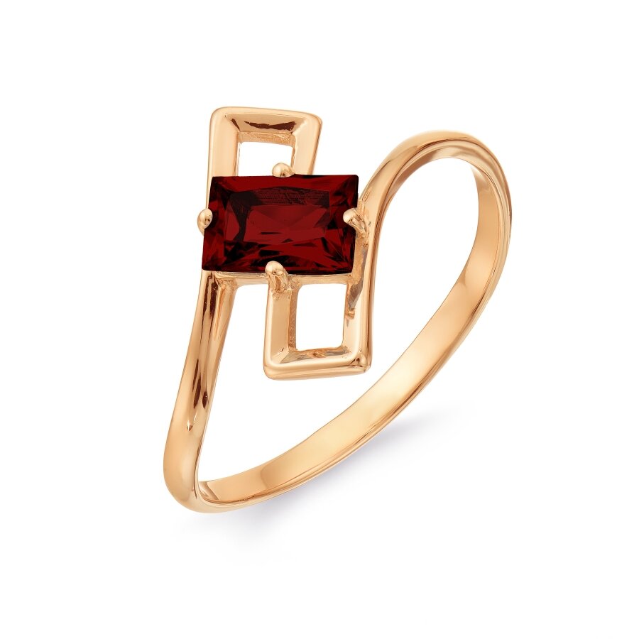 Кольцо, красное золото, 585 проба, гранат
