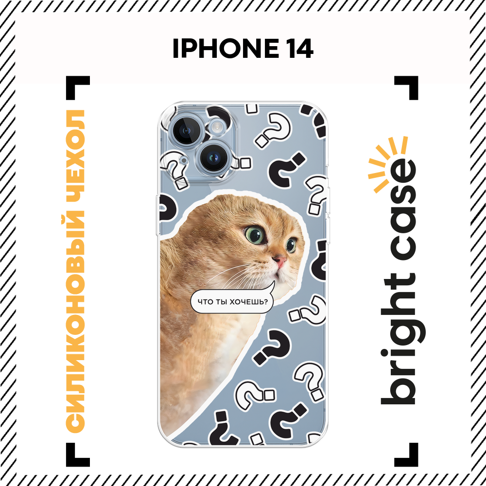 Чехол на Apple iPhone 14 / Айфон 14 с принтом С котом парный, прозрачный