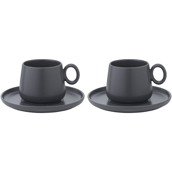 Набор из двух чайных пар Tkano темно-серого цвета из коллекции Essential, 250 мл.