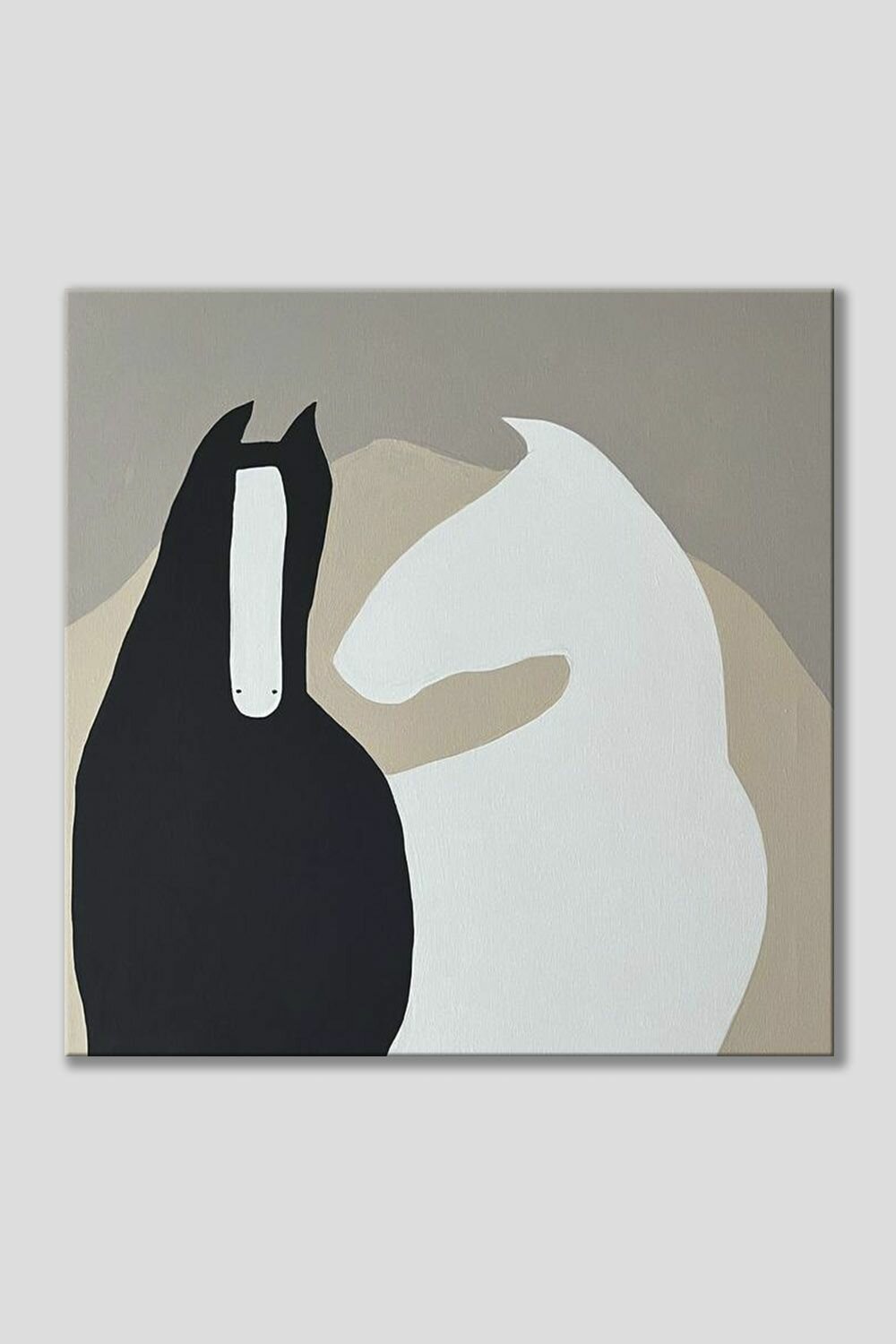 Картина на холсте ручной работы квадратная DECORMARKT Две Лошади, 50х50 см