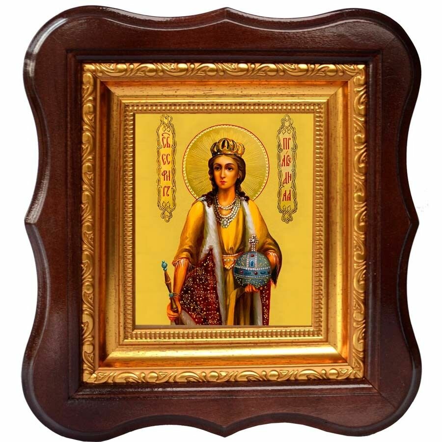 Есфирь святая царица. Икона на холсте. (10 х 12 см / В фигурном киоте / 21 см)