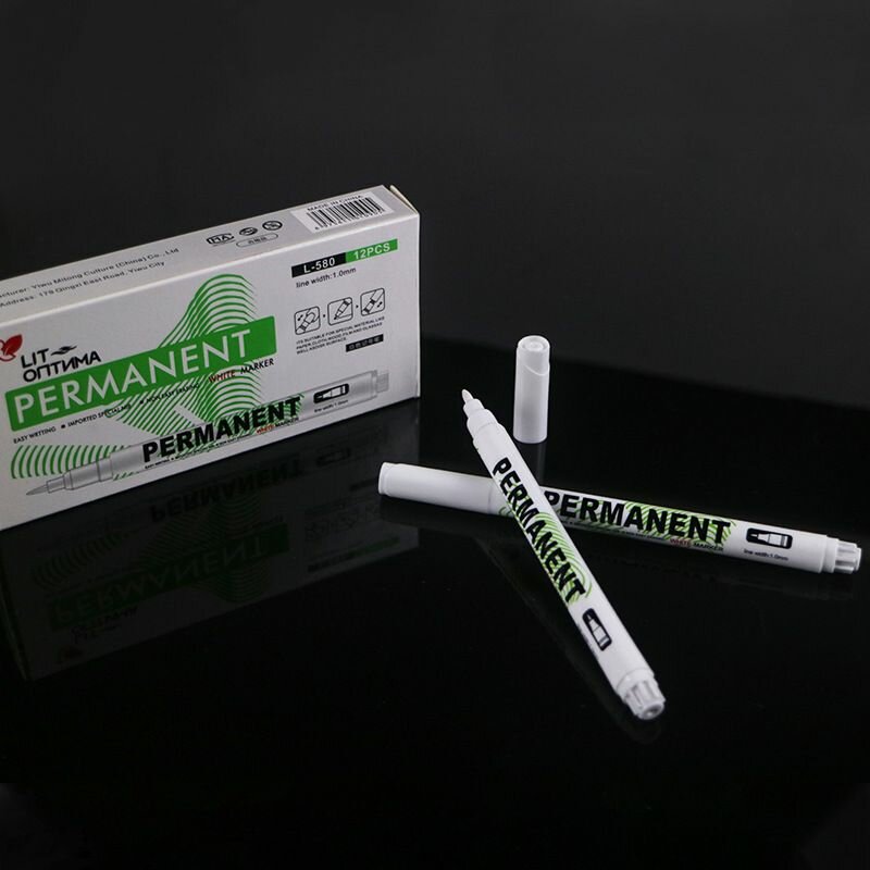 Маркеры, белые, для правшей и левшей, круглые, светостойкие, 3 шт.