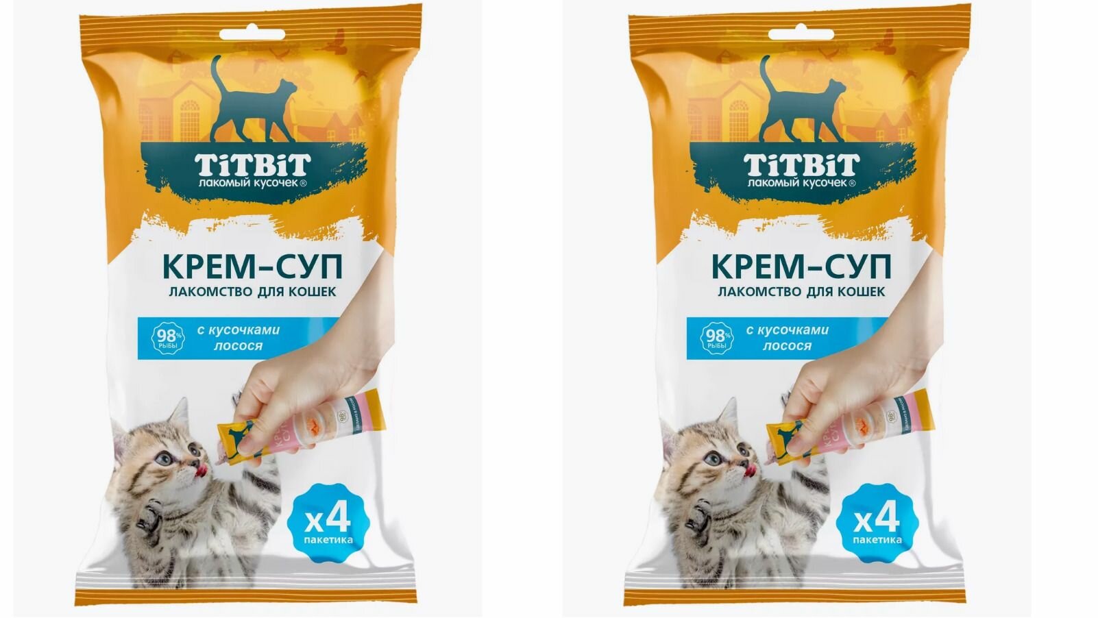 Titbit Лакомство крем-суп с кусочками Лосося, 40 г, 2 шт