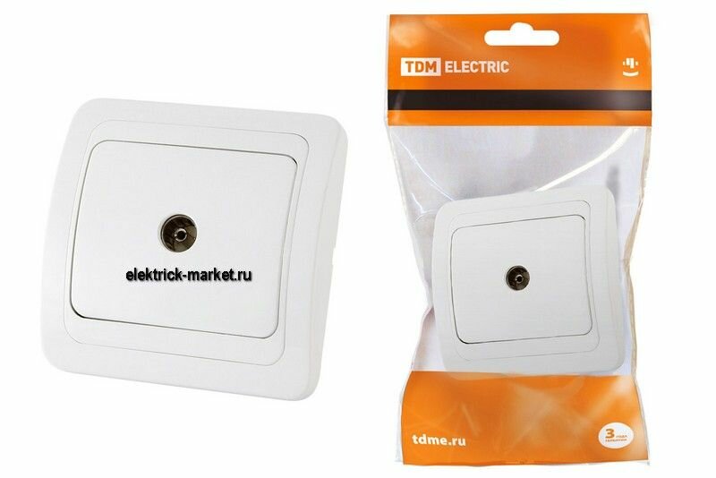 Розетка TV простая (0-2400 Гц, мама) белая Валдай TDM SQ1804-0014