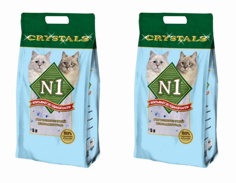 №1 Наполнитель Crystals , силикагелевый, 5 л, 2 уп