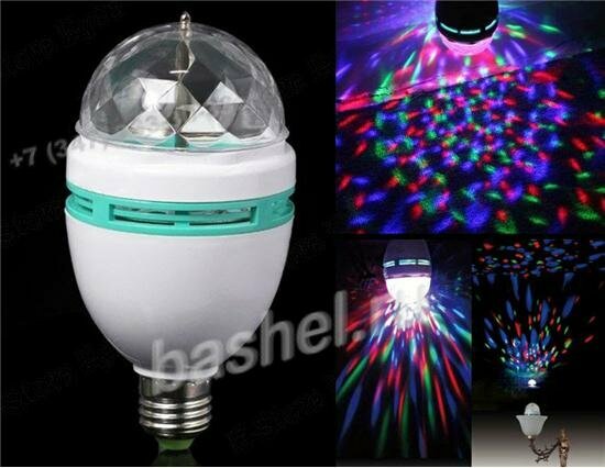 Лампа светодиодная E27 RGB "YB-27" вращ, B52