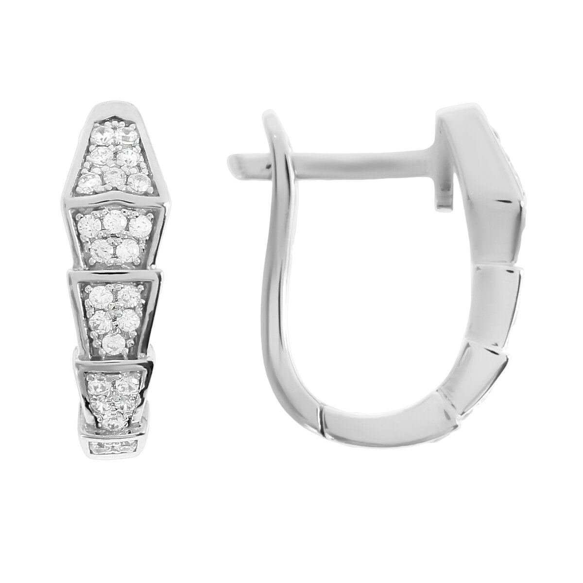 Серьги, серебро, 925 проба, родирование, фианит