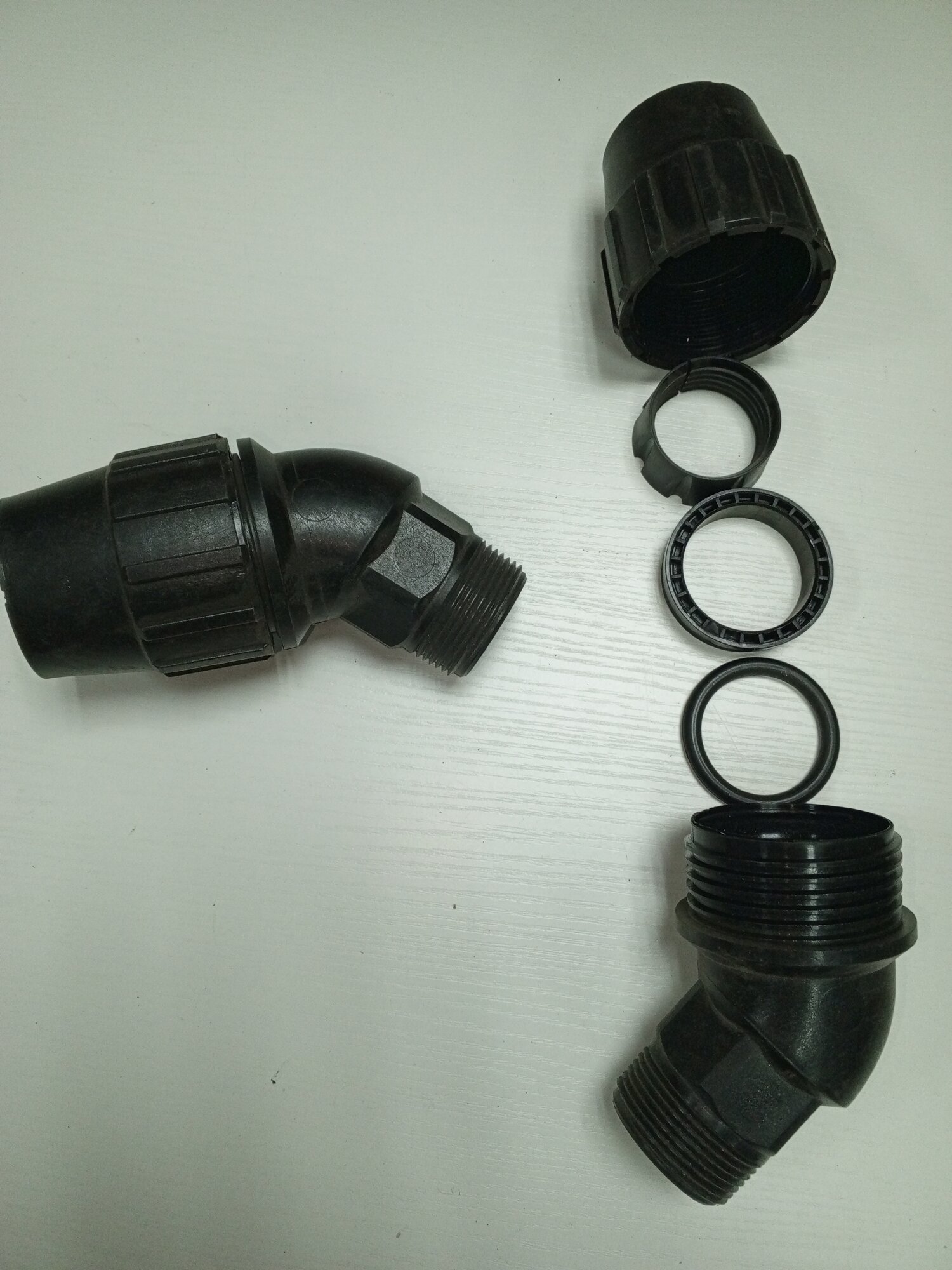 Отвод на ПНД трубу с наружной резьбой угловой 45 градусов 40 х 1_1/4" "Jimten"