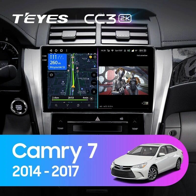 Магнитола Teyes CC3 2K 4-64 Toyota Camry 7 XV 50 55 2014 2017 10.36" (A)