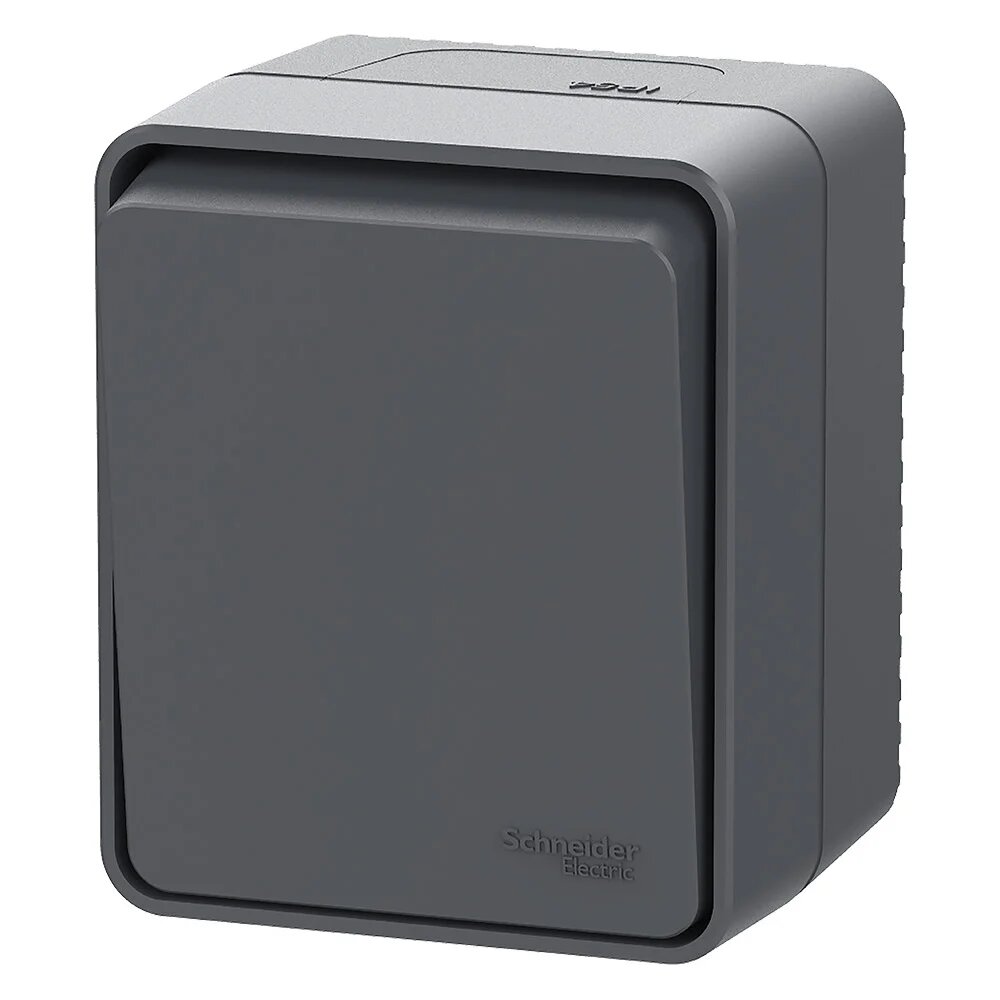 1-клавишный кнопочный выключатель Systeme Electric Atlasdesign profi ip54 о/у 10 ах, антрацит ATN544015