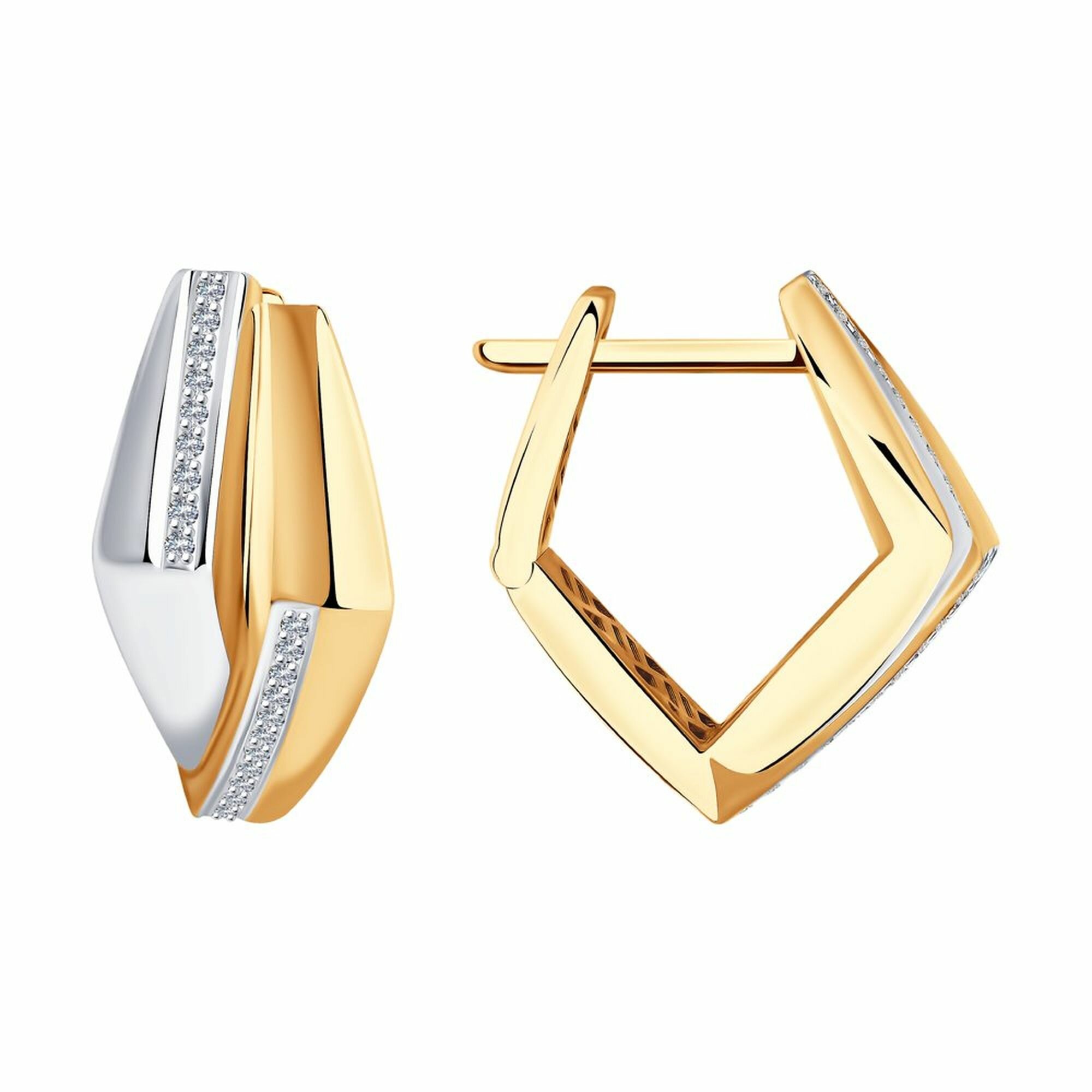 Серьги Diamant online, красное золото, 585 проба, бриллиант