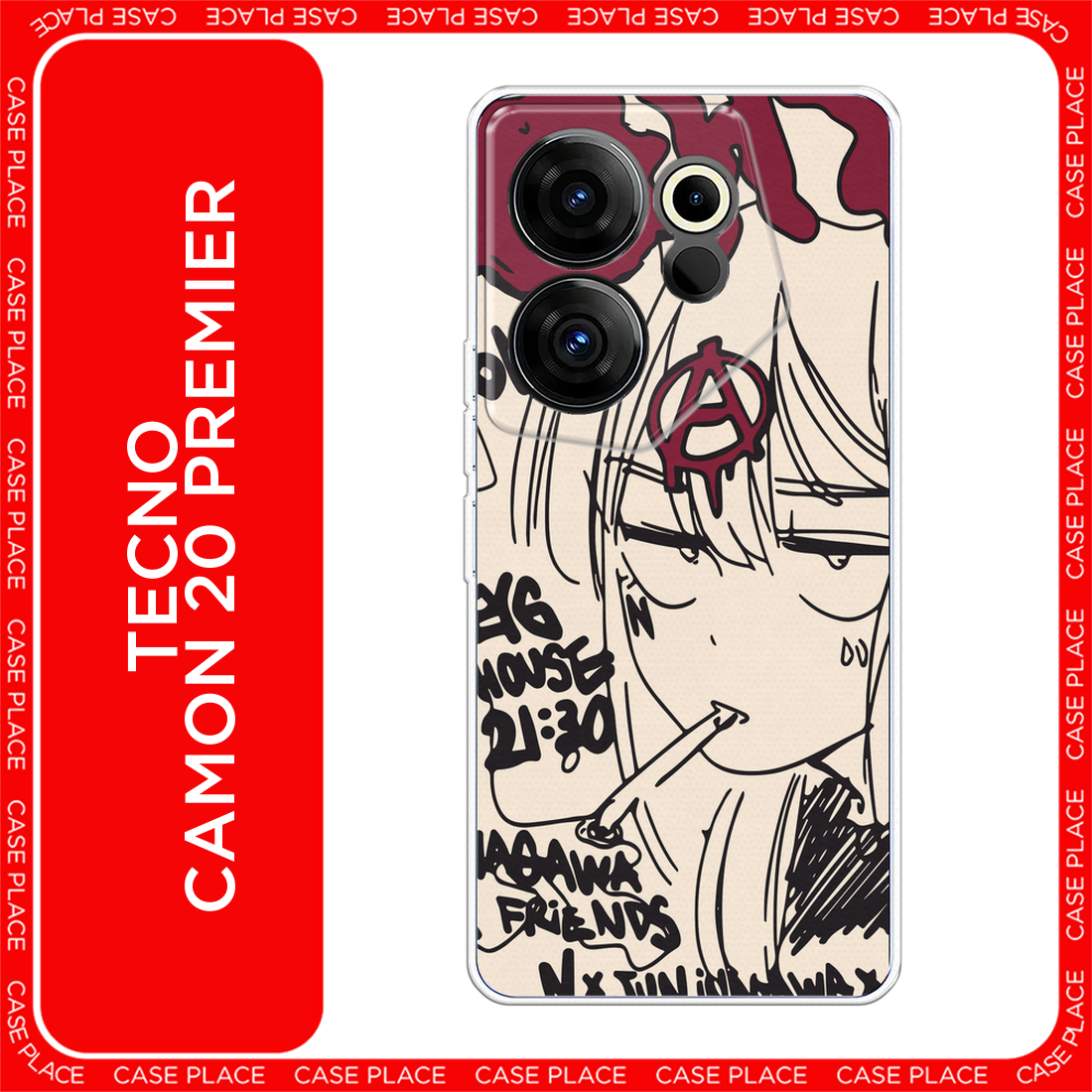Чехол на Tecno Camon 20 Premier / Текно Камон 20 Премьер с принтом Anime doodle