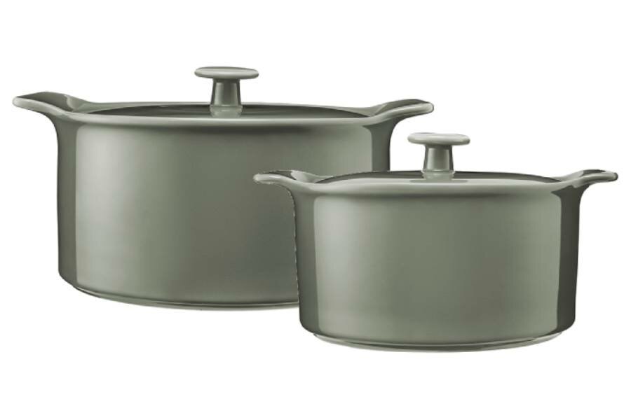 Набор 2 кастрюли,3 л и 1,3 л, с крышками, фарфор P, серо-зеленая, Indulgence (Maxwell&Williams)