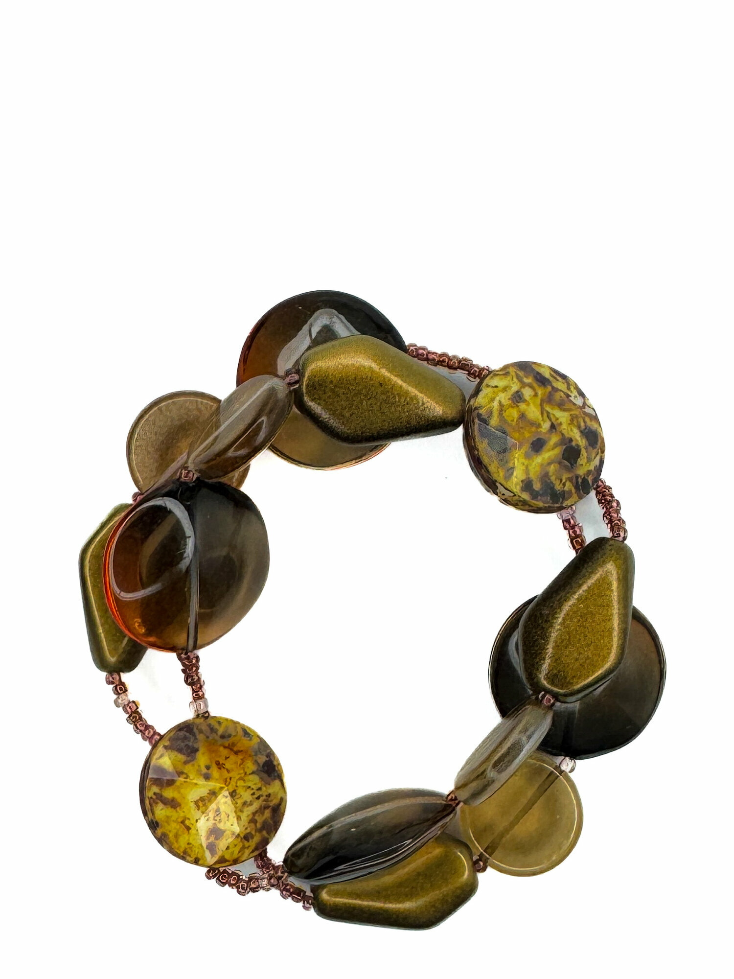 Браслет, стекло, хрусталь, богемское стекло, бисер