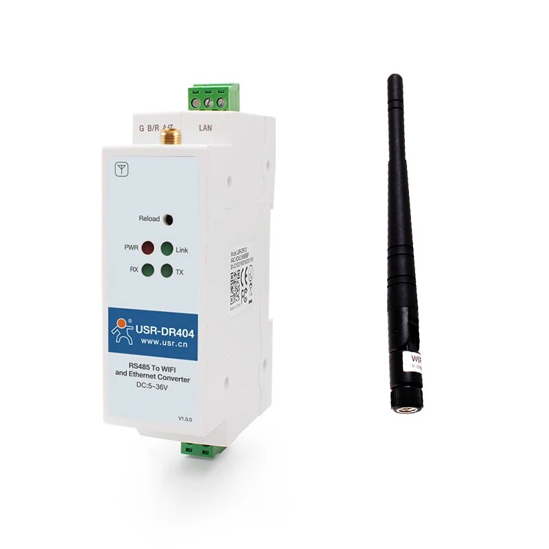 Преобразователь RS485 в Wi-Fi/Ethernet USR-DR404, Цвет: single
