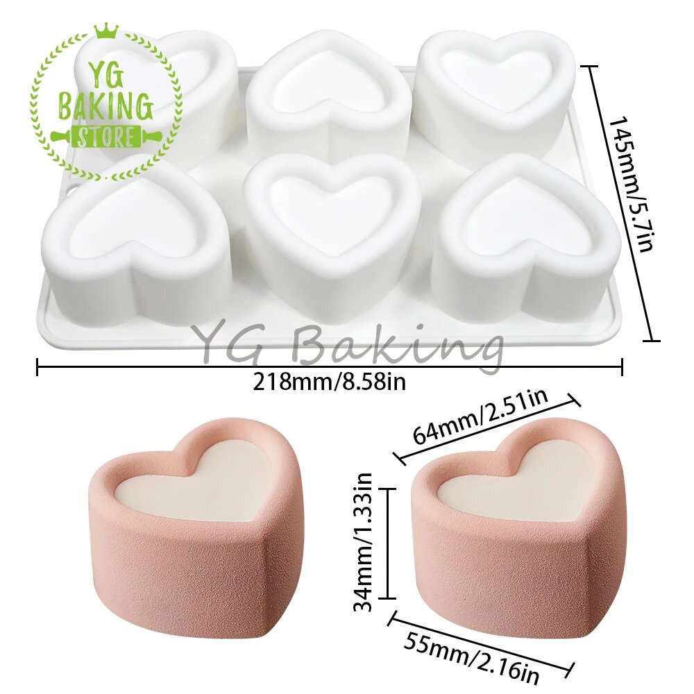 Dorica силиконовая форма для мусса Розовый, 6 Hole-White-MC-555