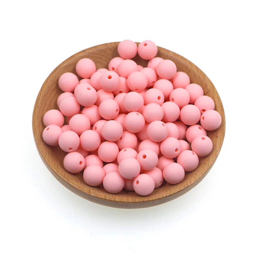 Силиконовые бусины 9/12/15/19 мм для бижутерии 100pcs 9MM, candy pink