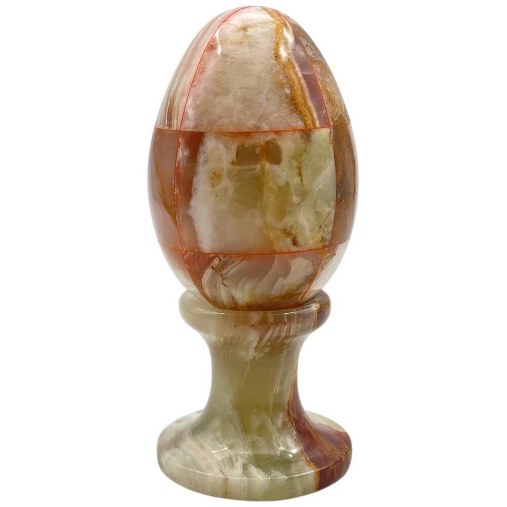 Яйцо из натурального камня 7.5 см, на подставке, оникс, 1990-2000 гг, Россия