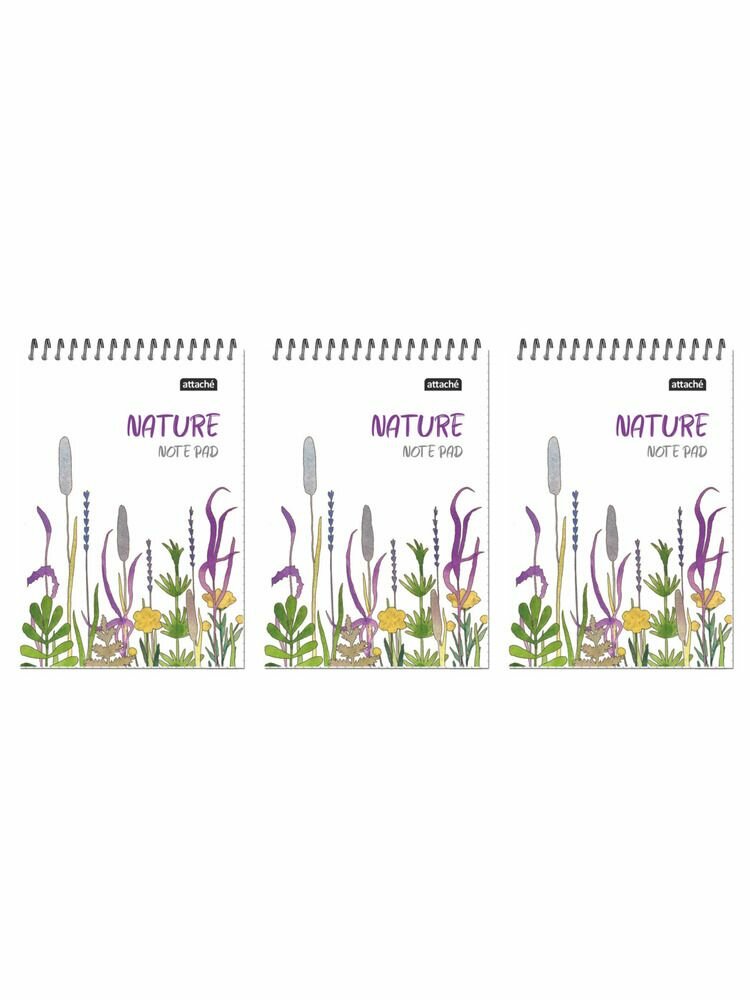 Attache Блокнот Nature White flowers А5, 60 листов, 3 шт