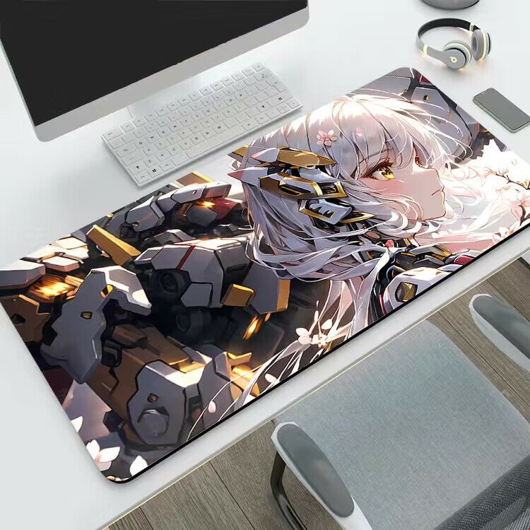 Juyingfeng Mouse Pad, Large Office And Gaming Mouse Pad, Anime-Inspired Creative Desk Mat, Precision-Locked Edge Keyboard Pad, Computer Study Desk Mat, 800*300*3mm, Mecha Girl Medium Size