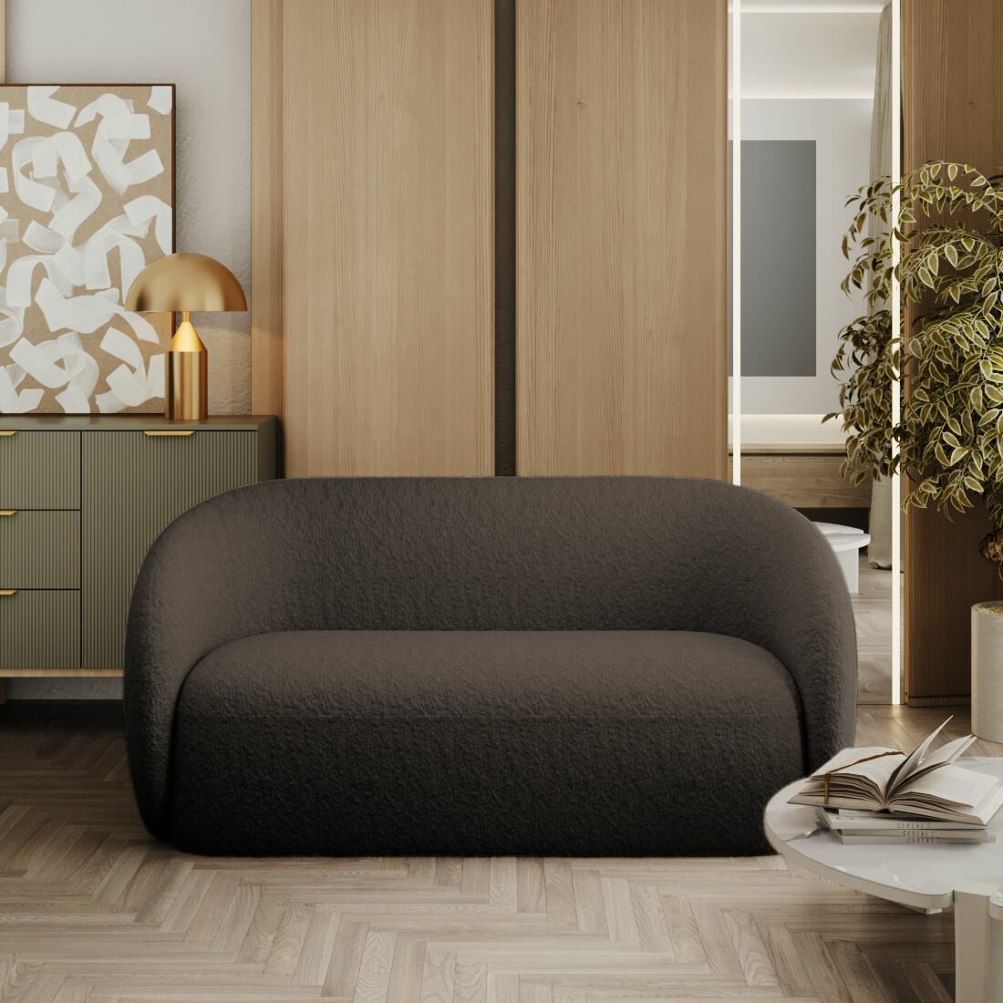 Диван в современном стиле ZAFFIRO прямой 142 см BRAVO ARBEN цветбукле BITTER