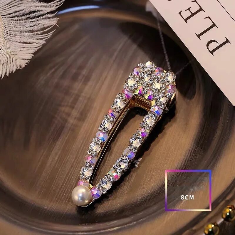 Заколка для волос с горным хрусталем, Gold clip, цвет 4