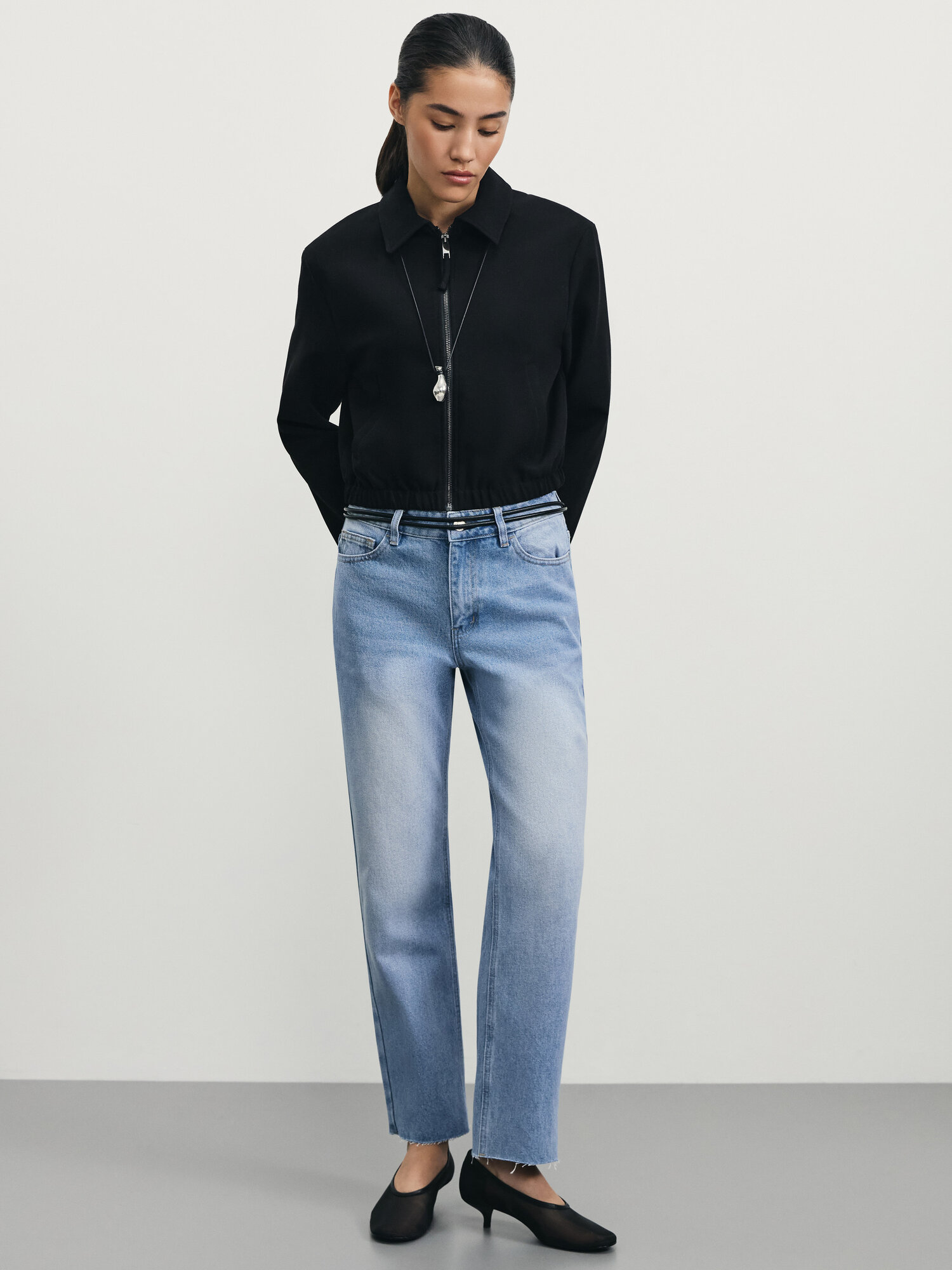 Джинсы straight cropped 