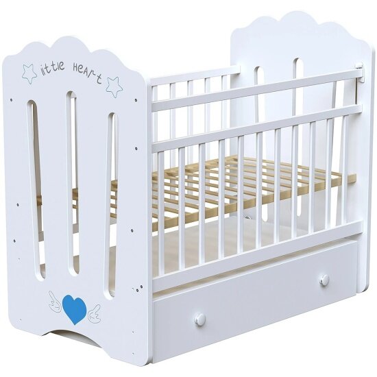 Кроватка Вдк Little Heart маятник ящик белый