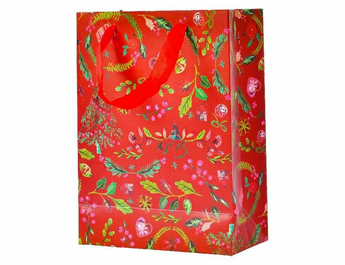 Подарочный пакет, красный, 42х30 см, Kaemingk