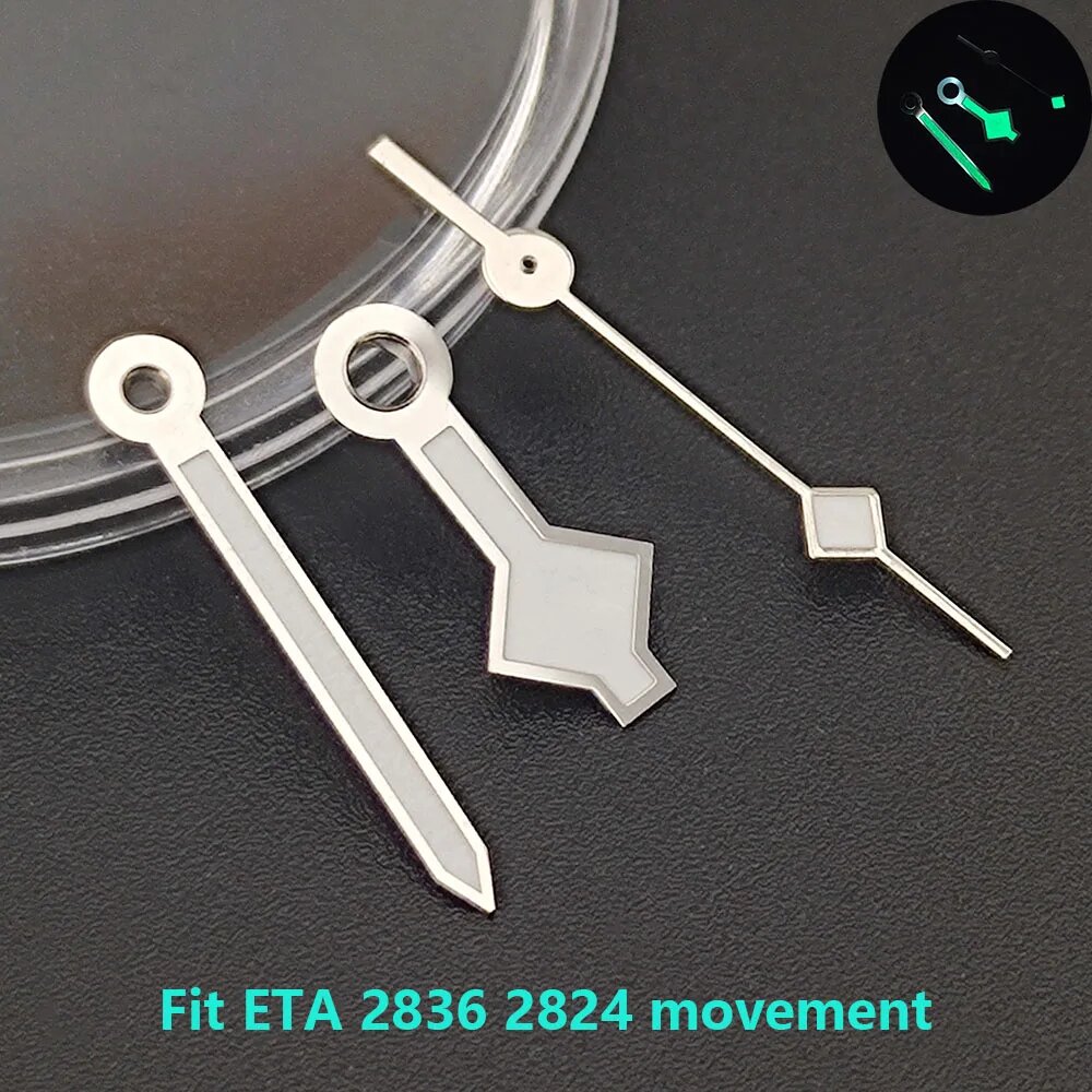 Зеленые светящиеся стрелки для часов NH35 NH36 ETA 2836 2824 Miyota 8205 8215 821A Mingzhu DG 2813 3804