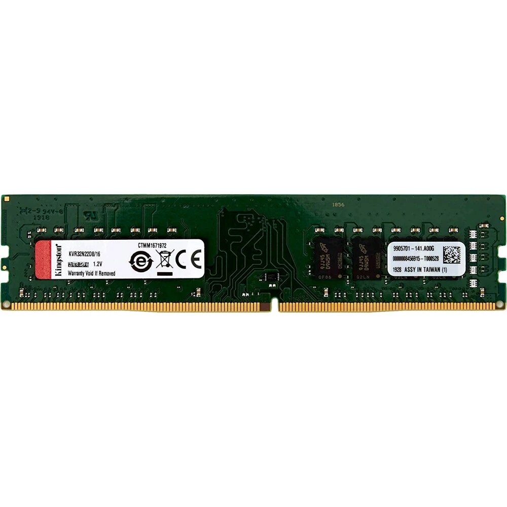 Оперативная память Kingston DDR4 DIMM 16GB KVR32N22D8/16WP PC4-25600, 3200MHz, CL22, зеленый