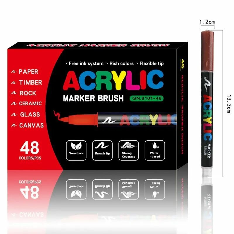 Набор маркеров Акриловый, толщина: 1 мм, 48 шт. для каллиграфии, для граффити