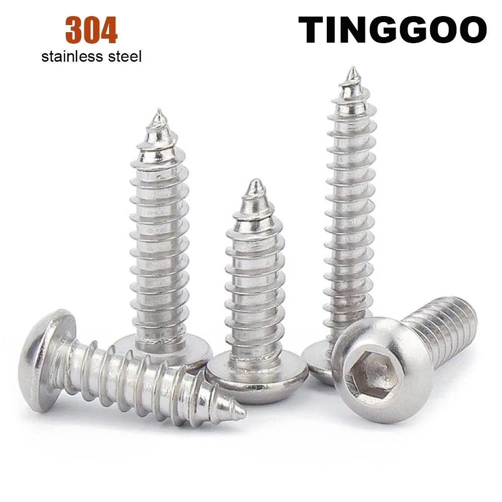TINGGOO Саморезы по дереву из нержавеющей стали M2-M8 10pcs M5, 16mm