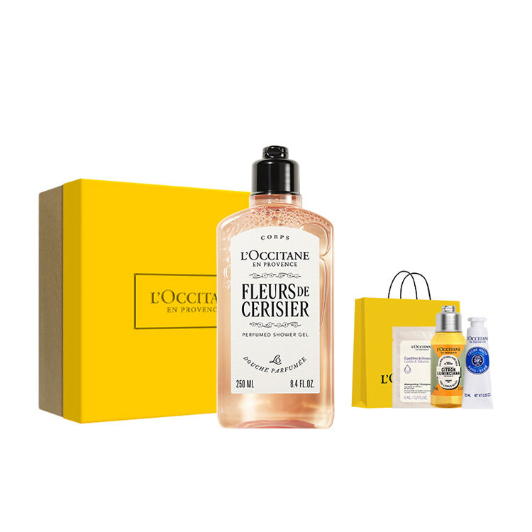 Гель для душа унисекс LOCCITANE Цветы вишни, 250мл/500мл, ароматный, глубоко очищающий, увлажняющий