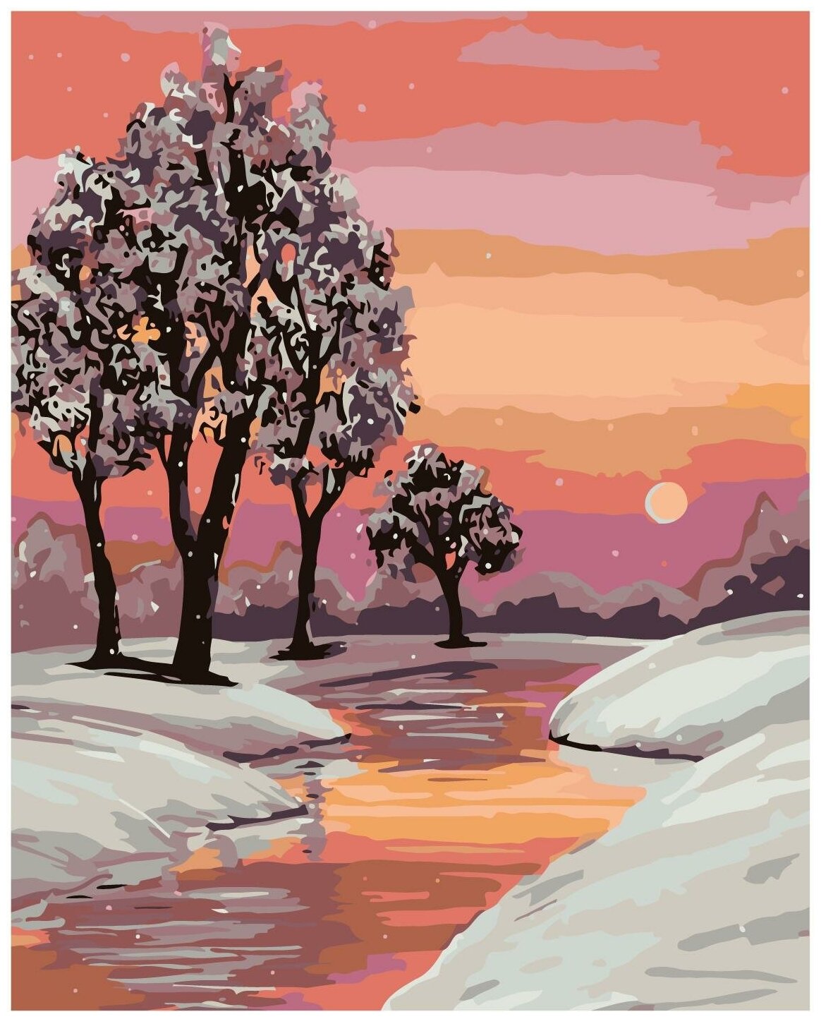 Теплые краски заката Раскраска по номерам на холсте Живопись по номерам