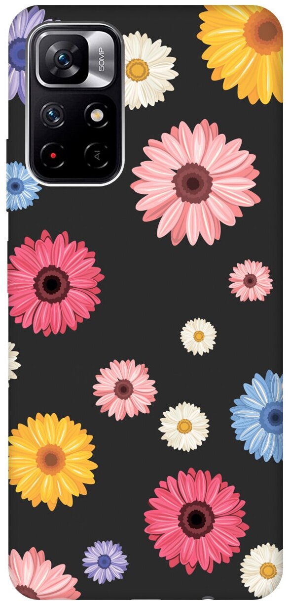 Матовый чехол Gerberas для Xiaomi Poco M4 Pro 5G / Сяоми Поко М4 Про с 3D эффектом черный