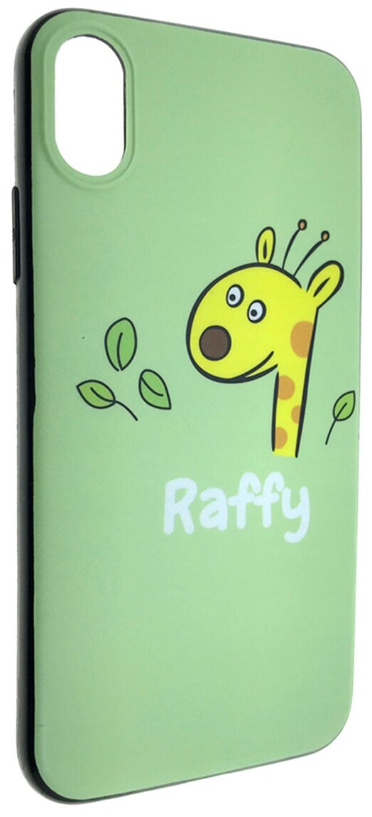 Чехол на смартфон iPhone X накладка детская силиконовая с закрытыми кнопками с ламинированным прикольным рисунком для ребенка Милые животные