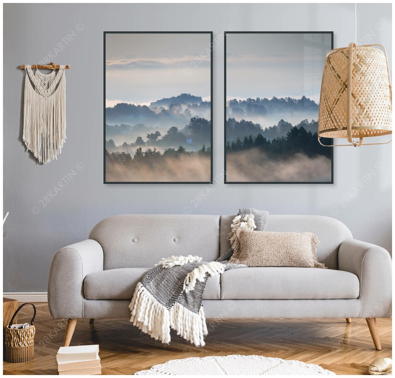 Постер 2 шт 40x50 без рамки "Скандинавский стиль. Лес" набор картин для интерьера